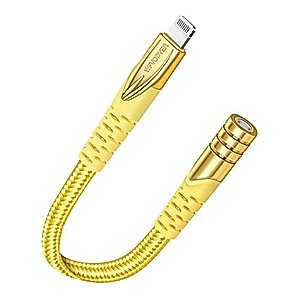 WFVODVER Headphones Adapter for iPhone 12 [MFI] Lightning to 3.5mm Adapter Earphones Audio Jack Converter for iPhone 7 7P 8 8P X XR XS XS Max 11(Yellow)