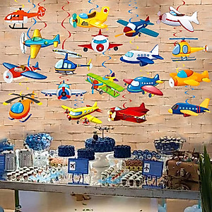 Airplane Hanging Swirls Airplane Birthday Party Decorations Helicopter Foil Swirls Plane Party Ceiling Streamers for Airplane Theme Baby Shower Supplies
