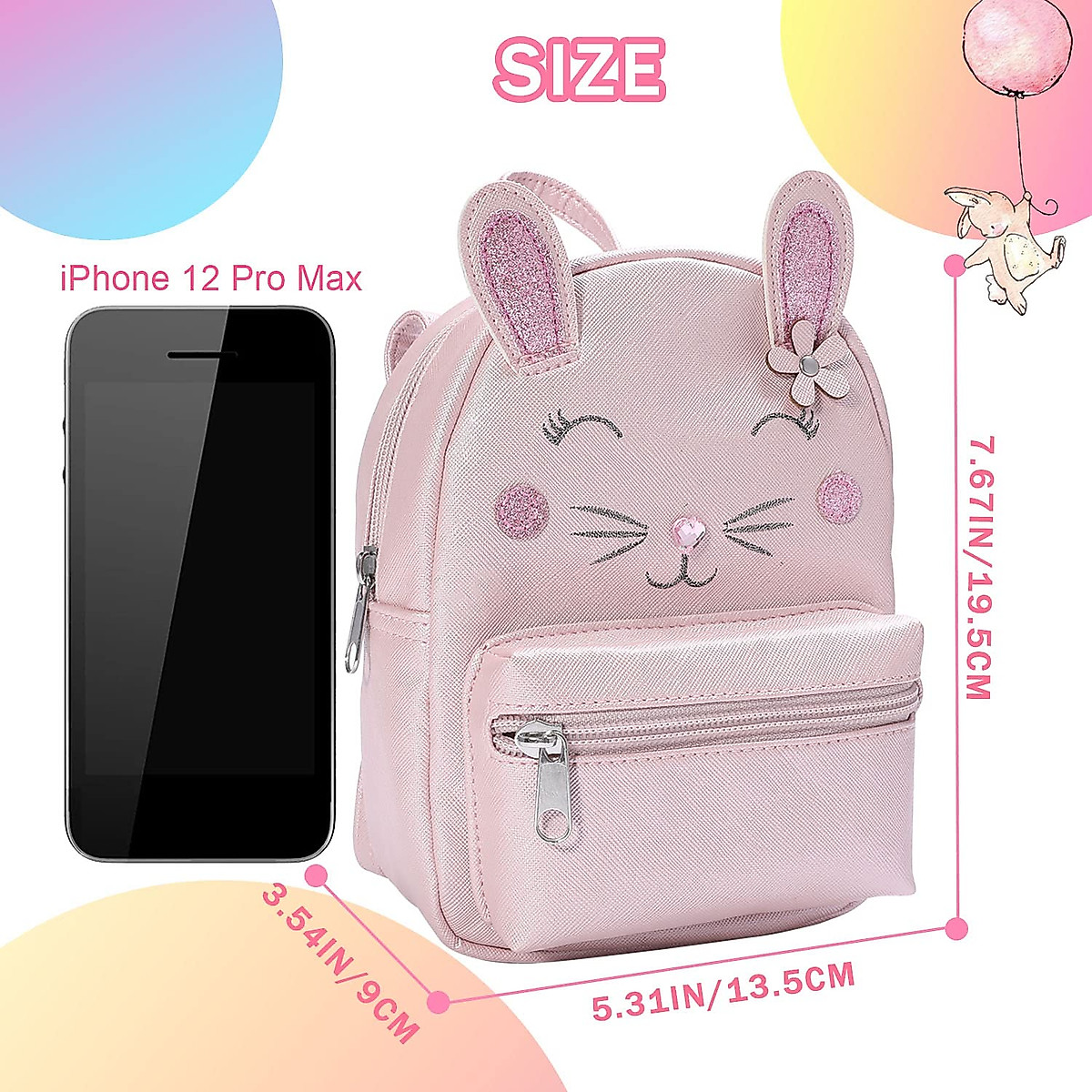 PinkSheep Toddler Backpack Toddler Bag Cute Pink Rabbit Bag for 3-13 Years Little Grils Kids