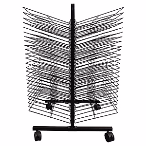 Mobile Wire Drying Rack Art Work and Paint Double Sided 25 Layers Drying Rack with 50 Shelves for Classrooms, Art Studio, 17.7 x 26 x 32.3 inches, Black