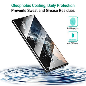 AACL Galaxy S22 Ultra Screen Protector Tempered Glass for Samsung Galaxy S22 Ultra 5G,6.8 Inch [Fingerprint Unlock][Anti-Scratch][2 Pack]-[fingerprint area obvious] Case Friendly
