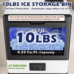 LifePlus Commercial Ice Maker Machine Under Counter Produce 70LBS of Ice in 24 Hrs with 10LBS Ice Bin Capacity Freestanding Automatic Ice Cube Maker Perfect for Bars Coffee Shops Home Office