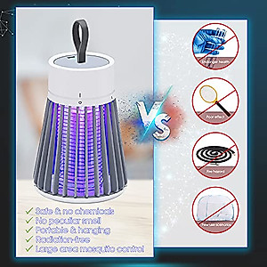 Bug Zapper for Indoor & Outdoor - Rechargeable Mosquito and Fly Killer with LED Light, Portable Electric Mosquito Zapper for Home Bedroom Camping, Mosquito Trap Up to 6 Hours of Battery
