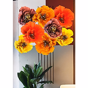 Fall Birthday Party Decorations/Thanksgving Decorations/Maroon Orange Yellow Fall Bridal Shower Decorations Burgundy Orange Crepe Paper Flowers Burgundy Fall Engagement Party