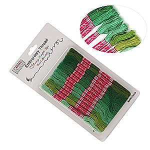 Embroidery Floss Set, Colorful Heavy Duty 12 Strands Polyester Exquisite Craft Tool Family Friend Kids Boys Girls Crafts (Green)