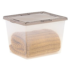 36 Quart Snap Top Clear Plastic Storage Box, Gray, Set of 6