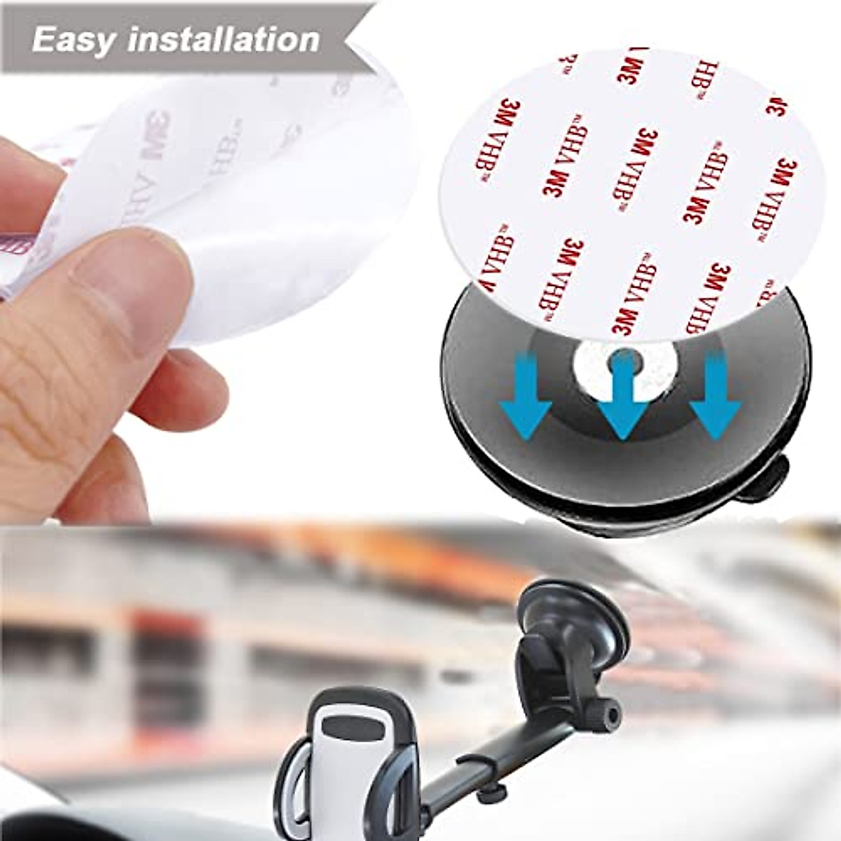 10 Pack 80mm (3.15") Circular Double Sided Sticky Pads, Strong Car Sticky Adhesive Replacement for Car Mount Mounting Holder Disk Windshield GPS Camera Lock Sucker Suction Cup Hook Dashboard Bracket