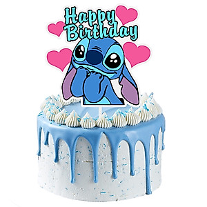 Stitch Birthday Cake Topper for Stitch Birthday Party Decorations, Lilo and Stitch Birthday Party Supplies