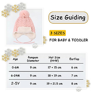 Winter Kids Beanie Hat Baby Knitted Hats Fleece Earflap Beanie Windproof Warm Toddler Beanies Boys Girls 0-5 Years (Pink, 2-5 Years)