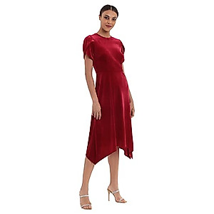 Maggy London Women's Tulip Sleeve Handkerchief Dress, Garnet, 8