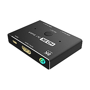 New 8K Switcher HEZOOMS HDMI 2.1 Switch Splitter 2 in1 Out Ultra HD 8K@60Hz 4K@120Hz High Speed 48Gbps Switch Adapter with Switch Button for Computer Laptop 2 Sources to 1 Display