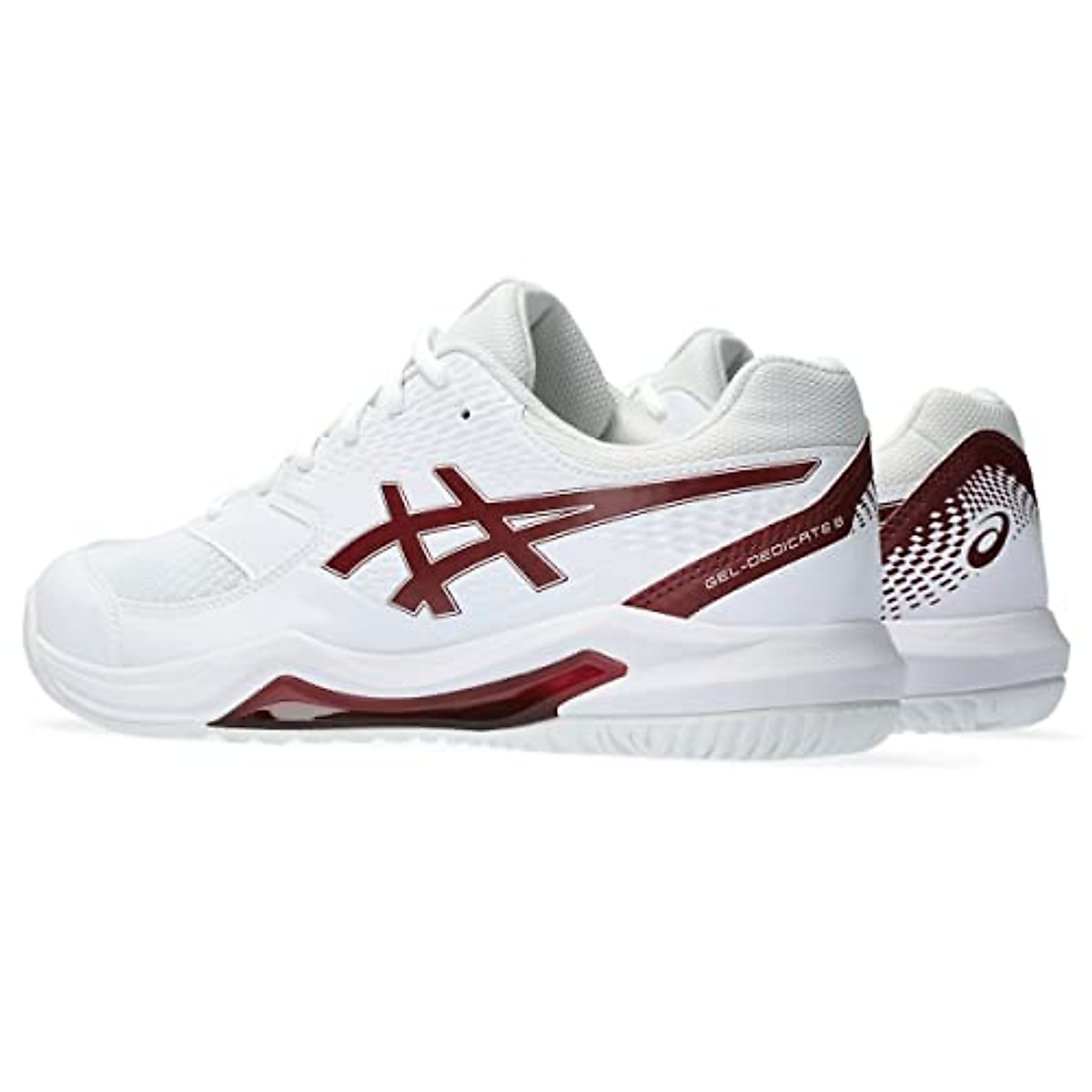 ASICS® GEL-Dedicate® 8 Tennis Shoes for Men – Synthetic Leather and Mesh Upper – EVA Midsole – Lace-up Closure White/Antique Red 10 D - Medium