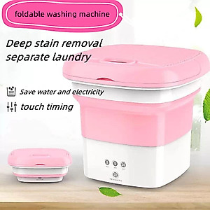 Portable Washing Machine - Foldable Mini Small Portable Washing Machine with Drain Basket for Apartment, Laundry, Camping, RV, Travel, Lingerie, Personal, Baby Clothes, Towels (blue)