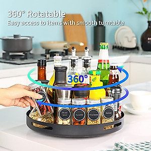 FORSPACELESS Iron Lazy Susan Organizer Turntable 13-Inch, Pantry Lazy Susan for Cabinet,Spice Rack for Kitchen,Black…