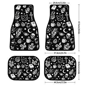 wogxam Skull Cat Moon Gothic Design Floor Mats for Car Set of 4 Piece All Season Heavy Duty Vehicle Mat Cars Accesory Anti Skid Front Rear Foot Blankets Universal Fit Sedan, SUVs, Truck, Vans
