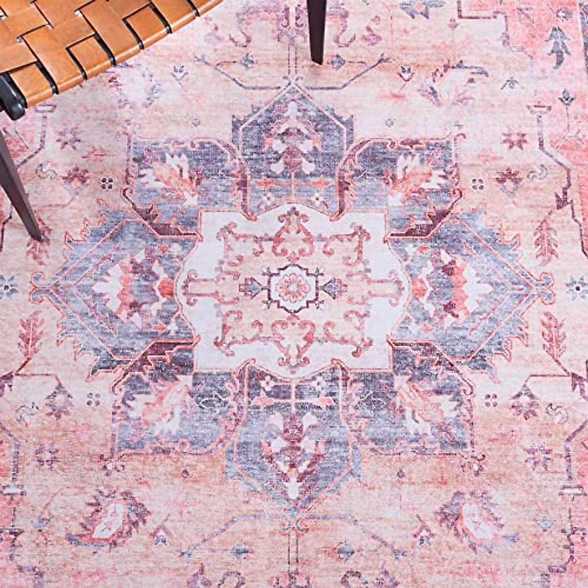 SAFAVIEH Tucson Collection Area Rug - 9' x 12', Rust & Beige, Persian Design, Non-Shedding Machine Washable & Slip Resistant Ideal for High Traffic Areas in Living Room, Bedroom (TSN163P)