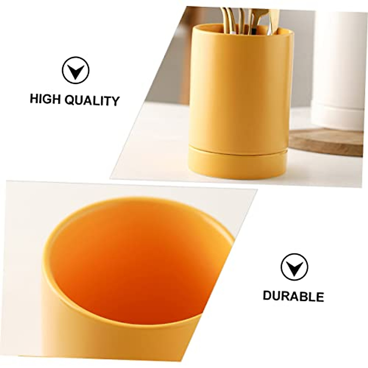 UPKOCH 2 sets with Ceramic Caddy Rack Home Utensil Canister Countertop Drainer Makeup Forks Spatulas Decoration and for Holder Rest Yellow Chopstick Cutlery Organizer Base Matte