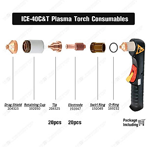 192047 Electrode 204325 Tip 40A for Miller Spectrum 625 Cutter ICE-40C Torch PK-40