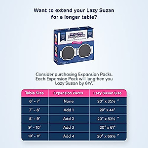 The Lazy Susan Revolution - The First Patented Lazy Susan Turntable for Rectangular Long & Oblong Tables - Expandable Lazy Susan for Kitchen & Dining Tables - Great Gift! Fun at Parties & Gatherings.