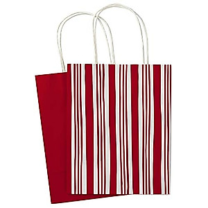 Hallmark 9" Medium Holiday Gift Bag Assortment (Pack of 12, Solids and Prints in Red, Green, Blue) Paper Gift Bags with Christmas Trees, Stripes, Polka Dots