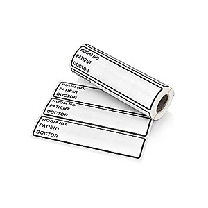 Carstens Patient I.D. Adhesive Medical Chart Labels for 1.5” – 4” Ring Binder Spines – Pre-Printed Sticker Labels (Room No. / Patient/Doctor), 5 3/8” x 1 3/8”, White, Roll of 200