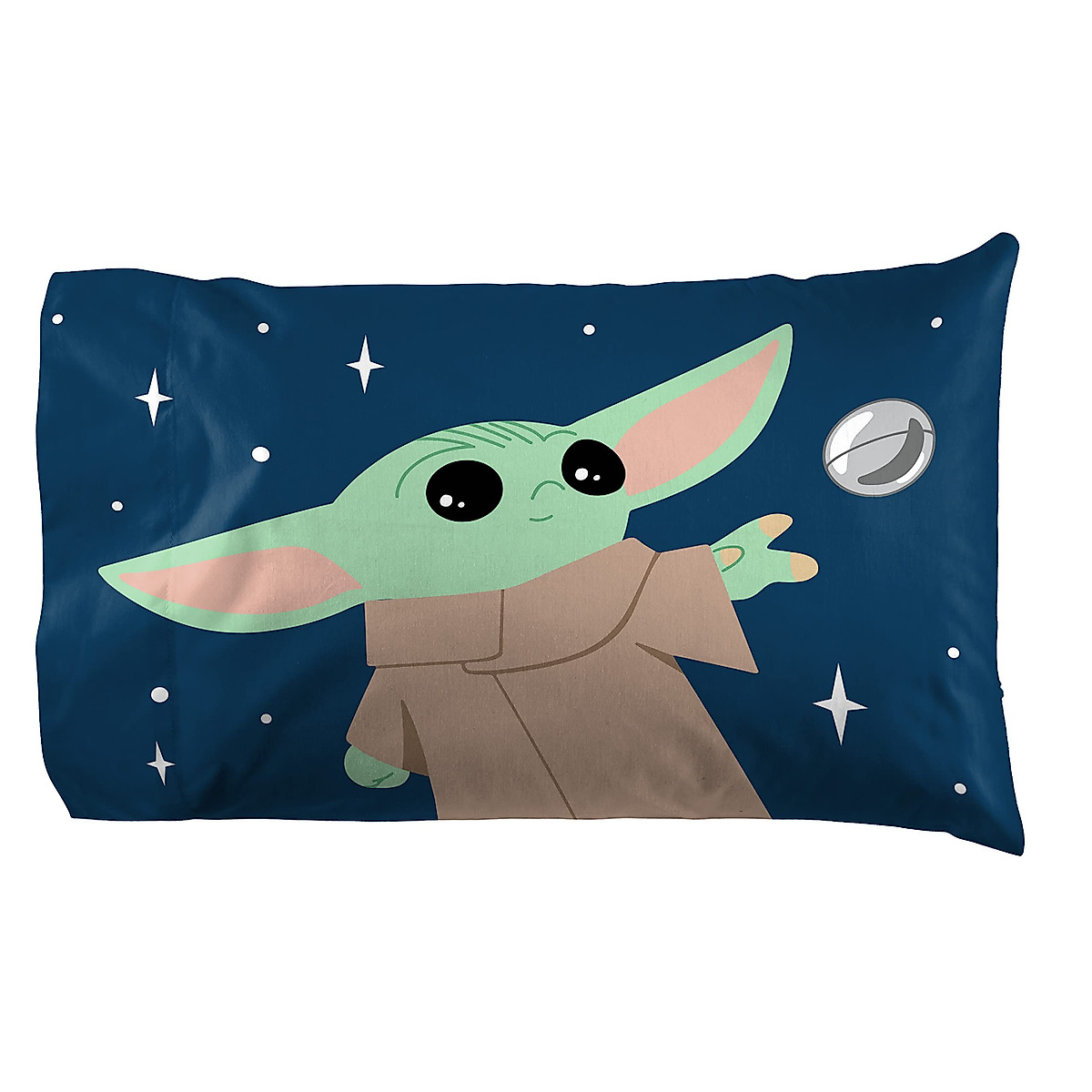 Jay Franco Star Wars The Mandalorian Hello Grogu Twin Size Sheet Set - 3 Piece Set Super Soft and Cozy Kid’s Bedding - Fade Resistant Microfiber Sheets (Official Star Wars Product)