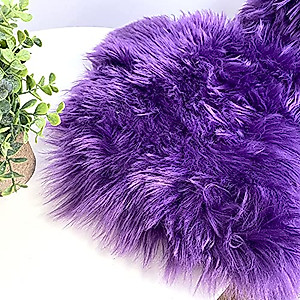 Soft Fluffy Rug Faux Sheepskin Shape Purple Fur Area Rug Shaggy Couch Cover Seat Cushion Furry Carpet Beside Rugs for Bedroom Floor Sofa Living Room Runner 2x6 Feet