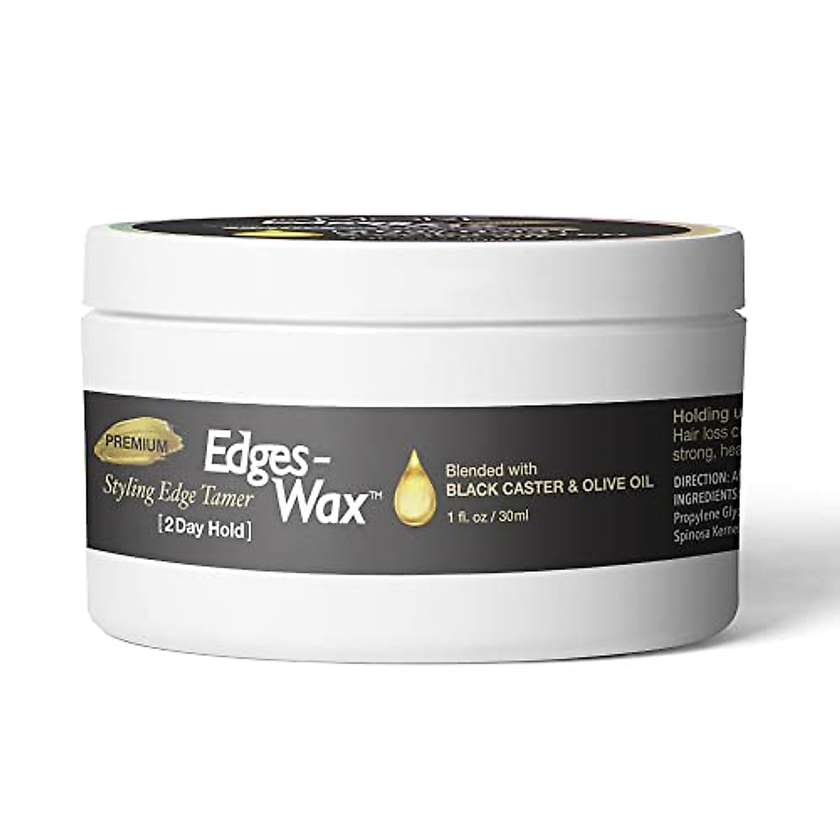 NOBLESSE PREMIUM Edge Wax Styling Edge Tamer 2 Day EXTRA EXTREME HOLD Blended with Black Caster Oil & Olive Oil Travel Size 1.01fl oz/30ml