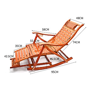 LIUDAXOG Foldable Rocking Chair Bamboo Chair Lounger Lunch Lounge Sun Chair Garden Indoor