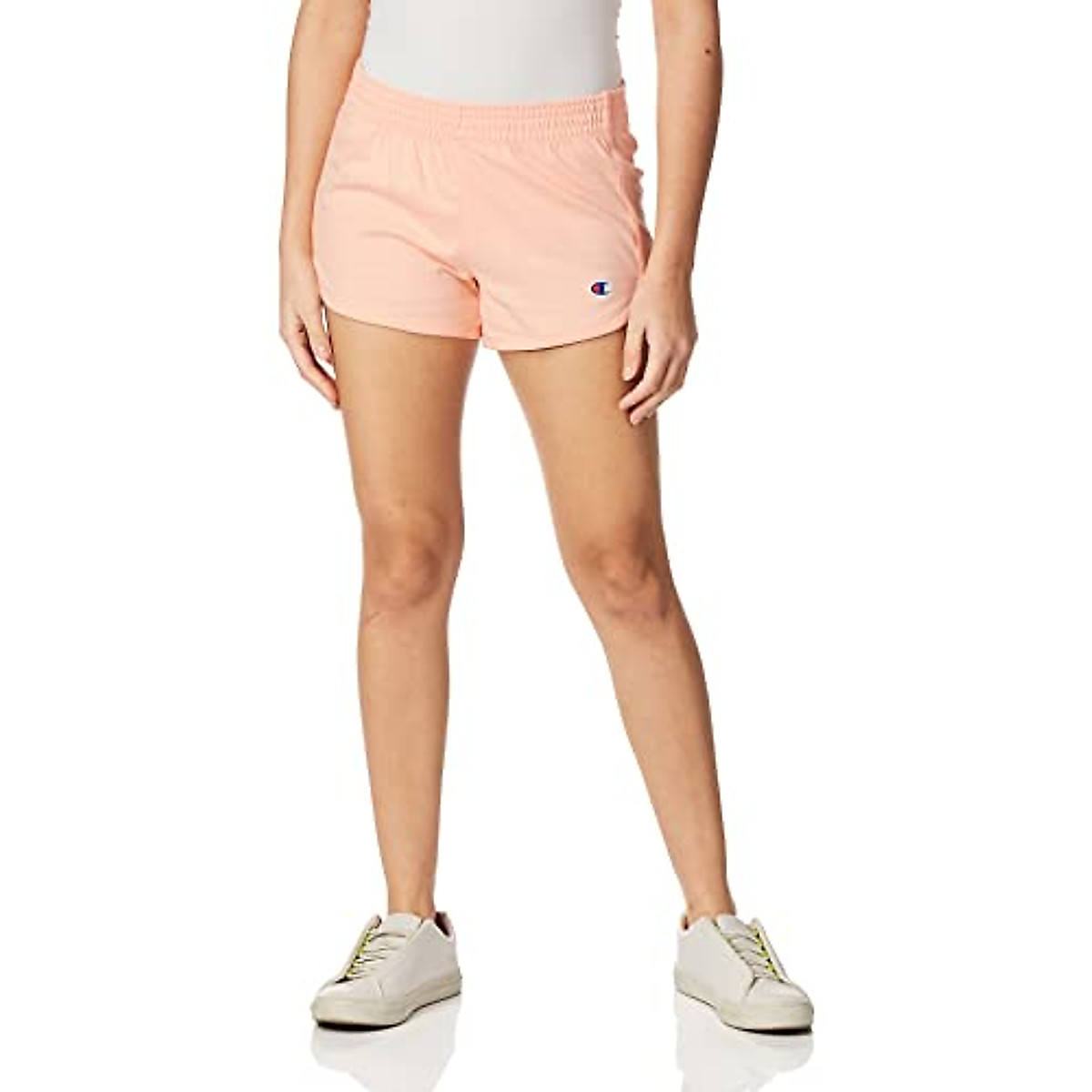 Champion, Gym, Mid-Rise, Comfortable Athletic Shorts for Women, 2.5", Certain Peach, Medium
