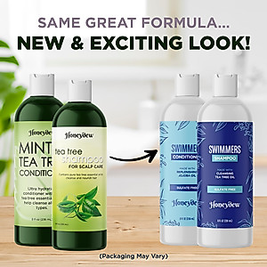 Cleansing Swimmers Shampoo and Conditioner Set - Sulfate Free Clarifying Chlorine Shampoo and Conditioner for Swimmers for Minerals Chlorine and Saltwater - Tea Tree Chelating Shampoo for Hard Water