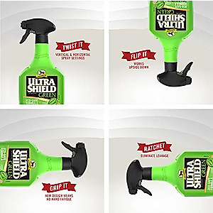 Absorbine UltraShield Green All-Natural Fly Spray for Horses & Dogs, Essential Botanical Oil Eco-Safe Formula Repels & Controls Ticks, Flies, Mosquitoes, Gnats, 32oz Quart Spray Bottle