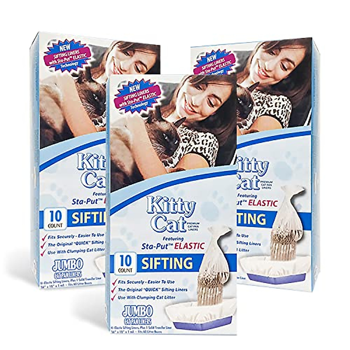 Alfapet sifting litter box liners, 30 Pack + 3 Solid Transfer Liner -For Large, X-Large, Giant, Extra-Giant Size Litter Boxes- With Easy Fit Sta-Put Technology (30 Count)