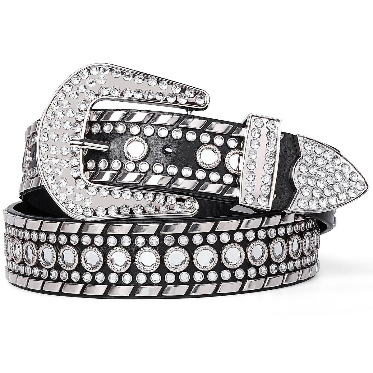Balteus Women Rhinestone Belt Western Style Cowgirl Cowboy Belt with Studded Diamonds for Jeans Dress Eye-catching