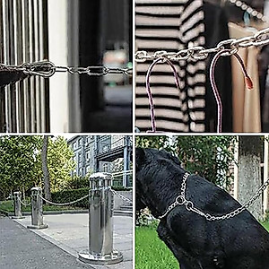 2 Pcs 1m Stainless Steel Safety Chains Heavy Duty Coil Chain Welded Link Security Chain Dog Pulling Chain Fence Gate Garage Door Chain