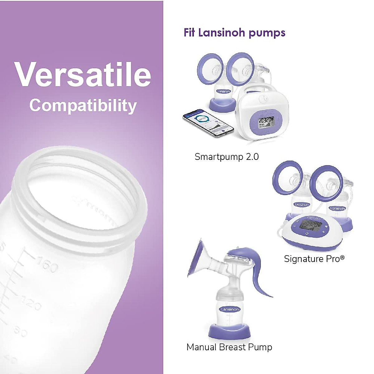 Maymom Storage Bottles Compatible with Lansinoh Pumps, Widemouth Version; Replace or Compatible with Laninoh Momma Bottles; 8 ct, 5oz