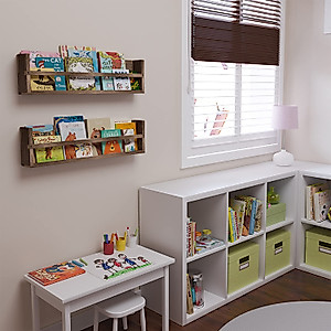 brightmaison Polynez 30" Floating Shelves for Wall Decor & Nursery Book Shelves, Kids Bookshelf for Wall Multiuse, Floating Book Shelves for Kids Room, Wall Shelf Set of 2 Brown Wood