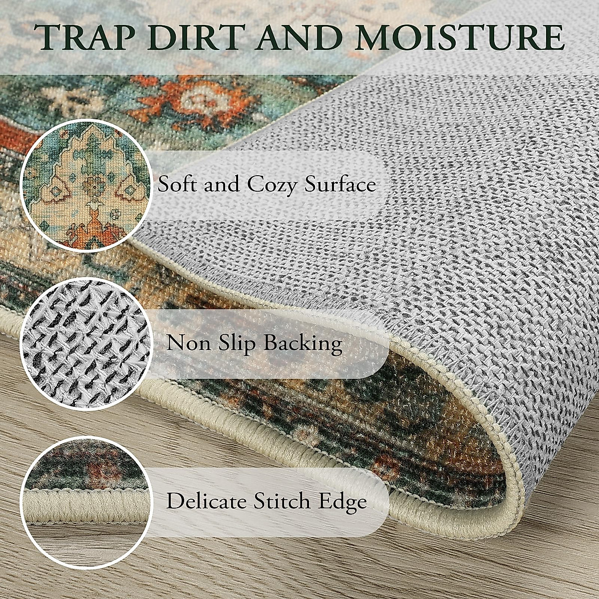 Lahome Washable Indoor Doormat, Non-Slip Retro Entryway Rug 32"x47" Floor Mat Boho Retro Entry Rugs Inside House, Absorbent Low-Pile Kitchen Rugs Distressed Front Door Mat Welcome Mats