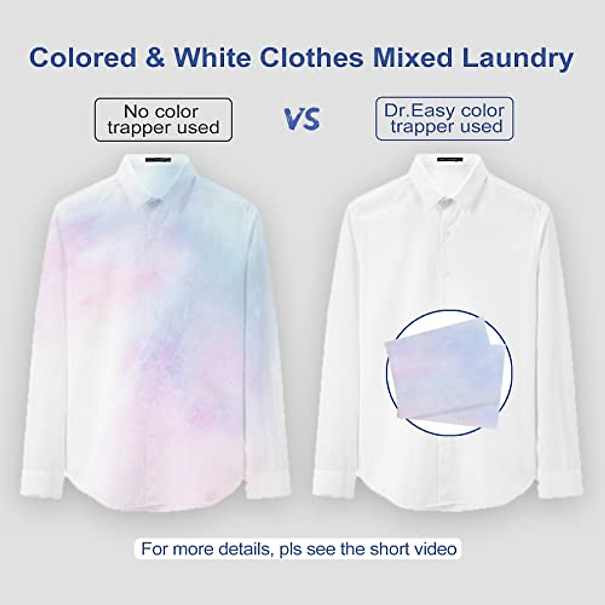 DR.EASY Color Trapper sheets 144 Ct for Laundry,Remove Clothes Dyes,Fluorescent & Heavy Metals,Maintain Clothes Original color,Special Pores Texture Absorb Dyes More & Faster,Unscented & No Chemicals,Safe in Dryer,Apply to any Machine Including HE
