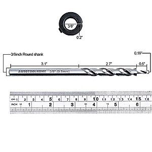 AUTOTOOLHOME 3/8" drill bit with Depth Stop Collar 6.5" Length Replacement Twist Step for Manual pocket hole Jig Master System