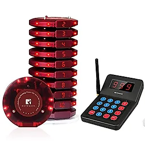 Retekess T119 Restaurant Pager,Pagers for Restaurants,Check Call Records,Max 999 Beepers,2 Charging Ways,10 Pagers for Church,Hospital,Food Truck,Clinic