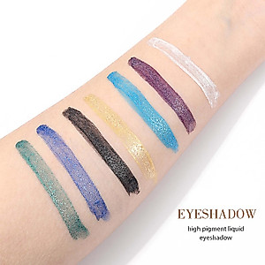 Kilshye Glitter Liquid Eyeshadow Shimmer Eye Shadow Metallic Eyeshadows High Pigment Eyes Shadow Long Lasting Waterproof Eyes Liquid Makeup for Women and Girls Pack of 1 (G- Black 12)