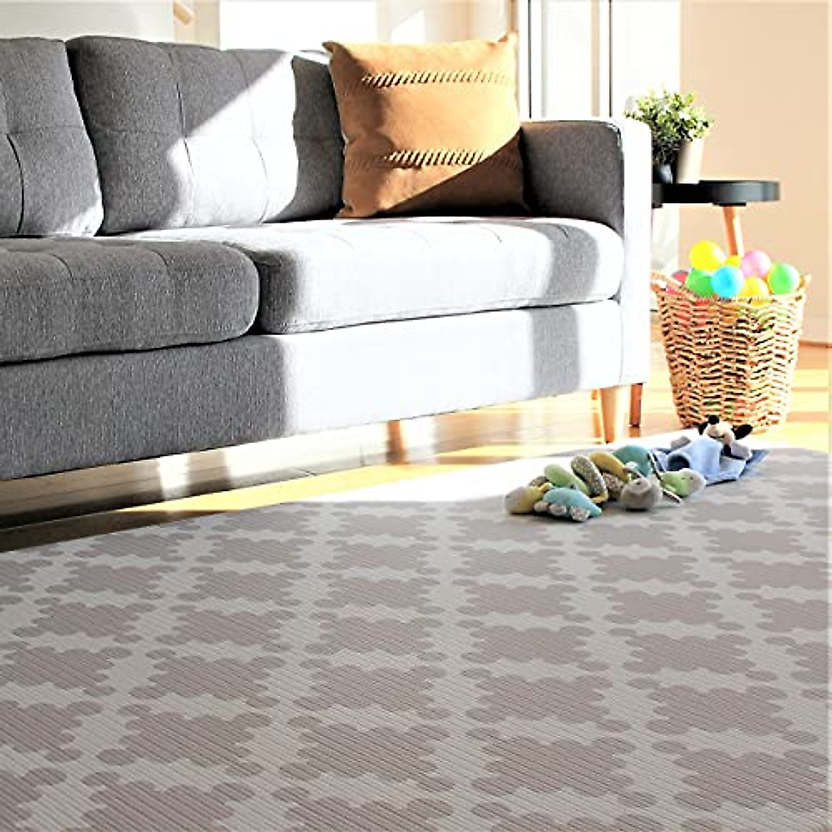 Stylish Reversible Foam Floor Mat | Play mat for Toddlers, Baby Play mat, Tummy time Crawling mat | Kids Play mat | Yoga Mat | Non-Toxic, Waterproof, Durable, Easy-to-Clean | Large Blue - Gray