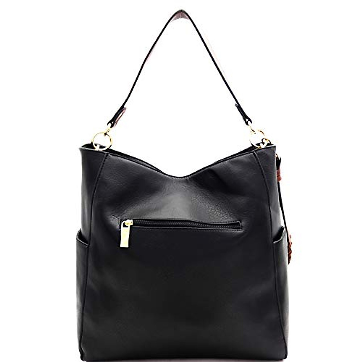 Extra Whipstitched Braid Strap 2 Way Multi Pocket Compartment Vegan Leather Boho Hobo Bag X-LARGE