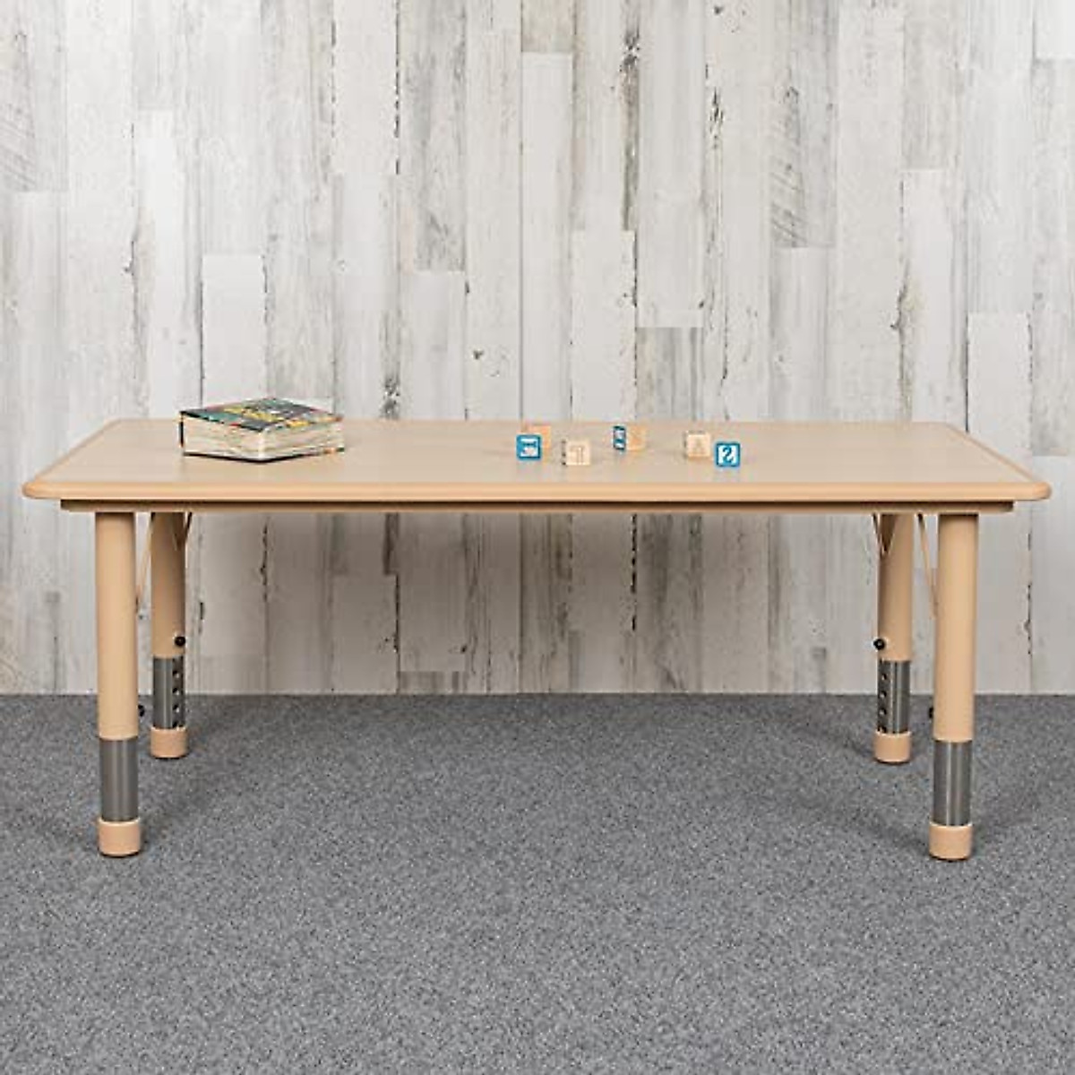 Flash Furniture Wren 23.625"W x 47.25"L Rectangular Natural Plastic Height Adjustable Activity Table