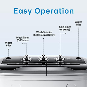 Ceamorfco Portable Washing Machine, 18lbs Portable Washer and Dryer Combo for Laundry, Twin Tub Washing Machine 11lbs Washer & 7lbs Spinner, Lavadora Portatil for Apartments, RVs, Camping, Dorms