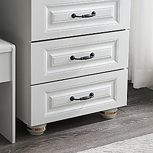 Vanity Set Dressing Table with Makeup Mirror & 10 Light Bulbs, White Vanity Table with Drawers & Cushioned Stool for Bedroom Modern (H1951)