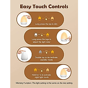 JolyWell Night Lights for Kids with Stable Charging Pad, Touch Control&Timer Setting, ABS+PC Baby Egg Lamp for Breastfeeding，Pink