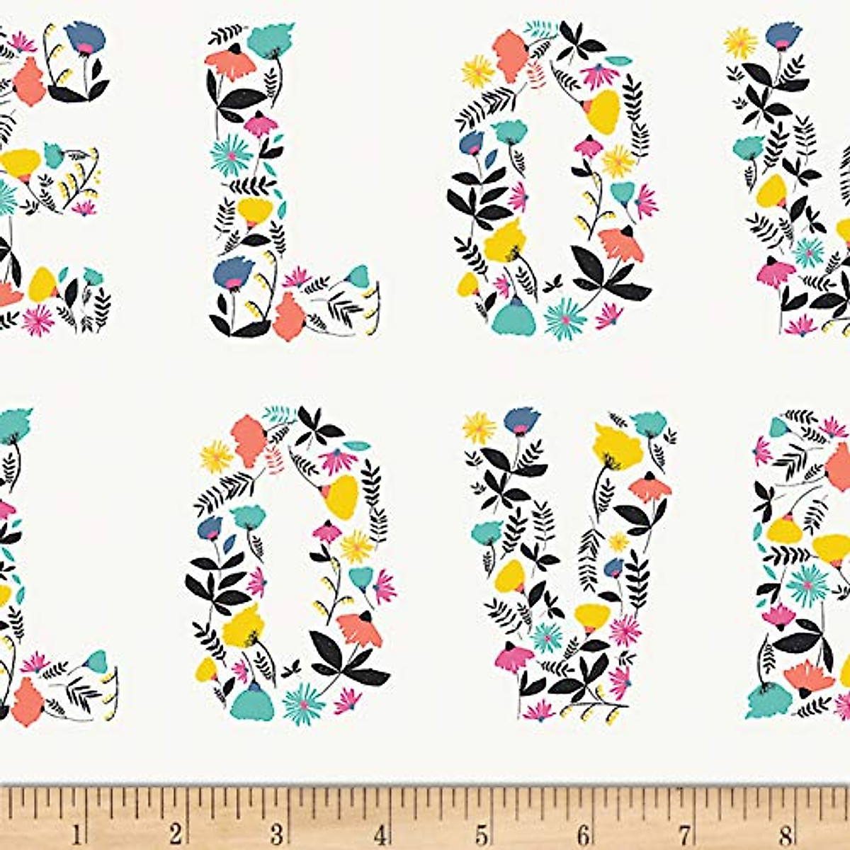 Art Gallery Fabrics Art Gallery Letters Love Blooms Fabric, White