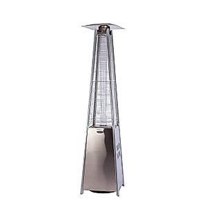 Fire Sense 60523 Pyramid Flame Patio Heater 40,000 BTU Outdoor Propane Heater Tower with Wheels - Stainless Steel